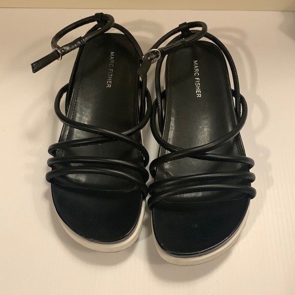 Marc Fisher | Shoes | Marc Fisher Joylyn Black And White Sandals Size ...